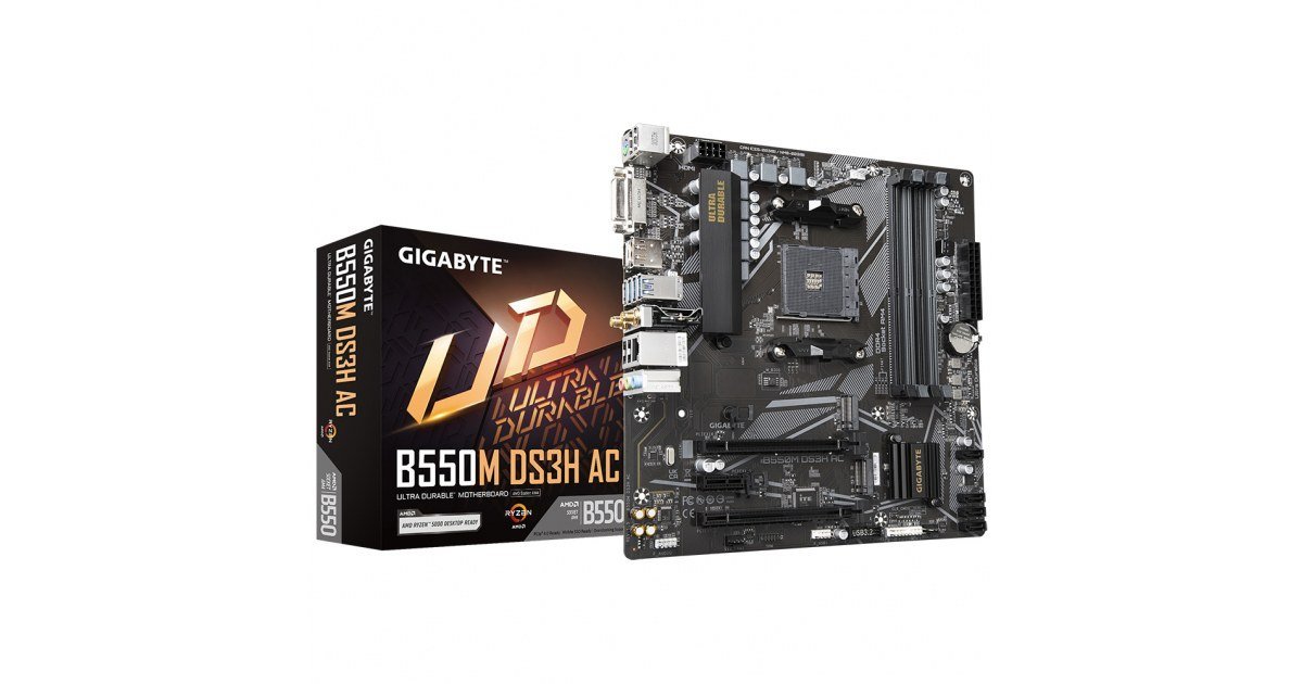MOTHERBOARD GIGABYTE B550M DS3H AC REV. 1.7 AMD B550 AM4 m-ATX…