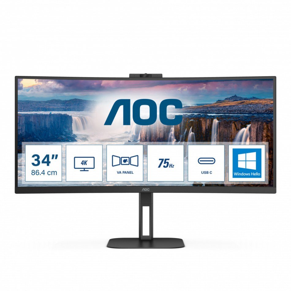 MONITOR CURVO AOC 34, 3440 X 1440, FREESYNC, 100 HZ, NEGRO de AOC…
